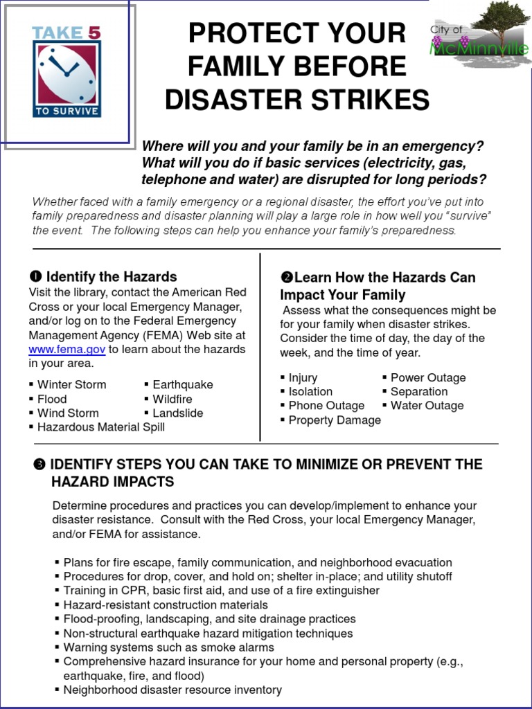 02 Family Disaster Planning Take5 Final | PDF | Emergency Management ...