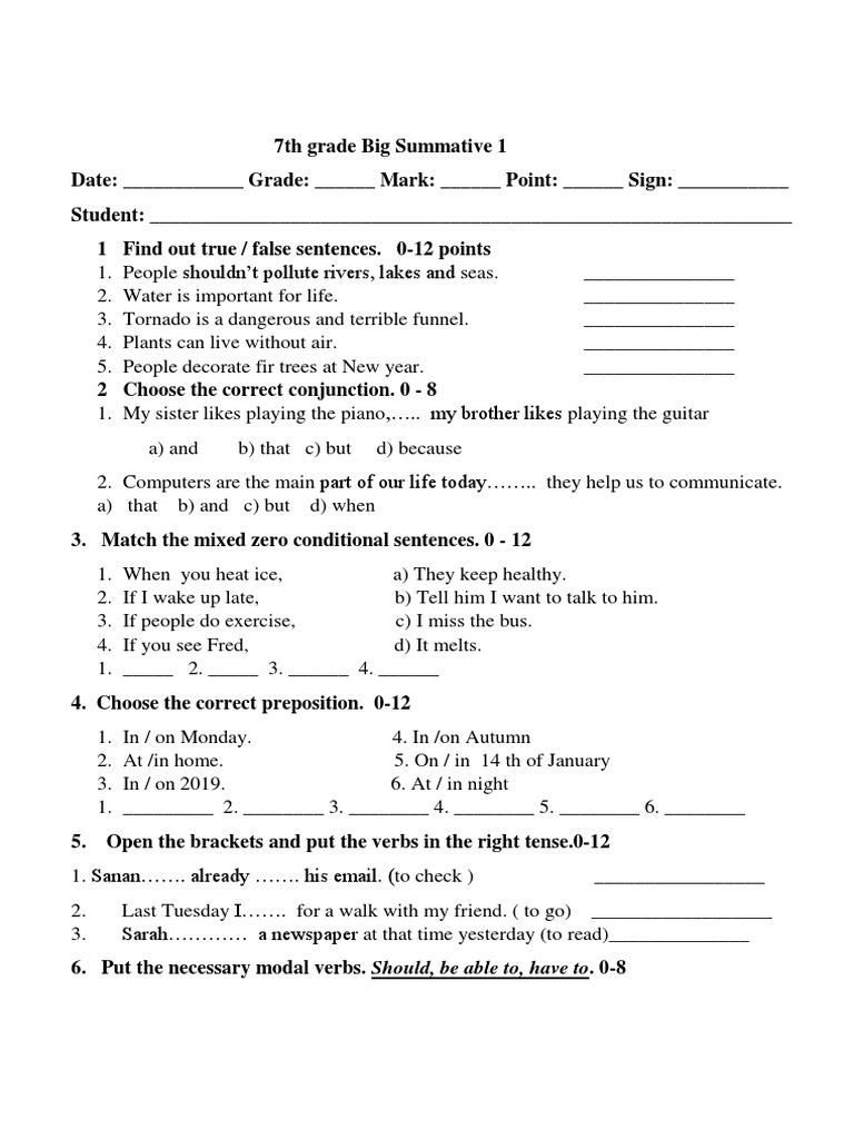 7th Grade Main Summative-1 | PDF | Linguistic Morphology | Grammar
