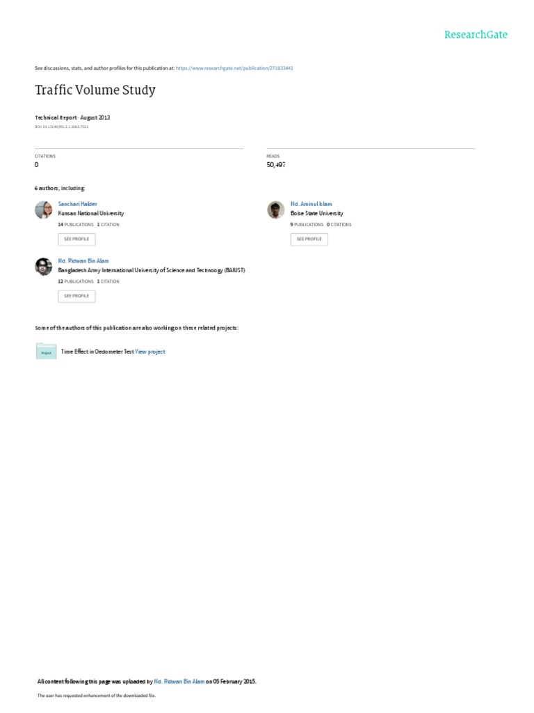 Traffic Volume Study | PDF | Traffic | Transport