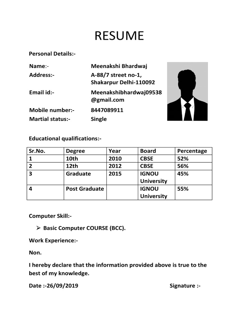 Resume: Basic Computer COURSE (BCC) | PDF
