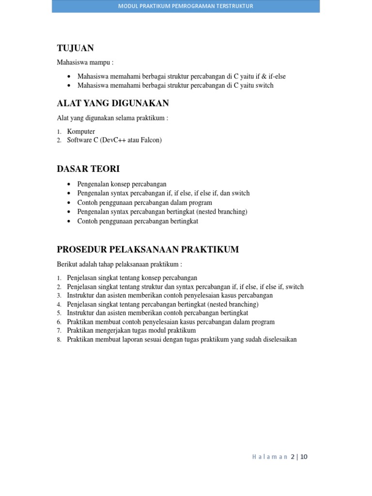 Modul Latihan - Modul 3 Percabangan-Min | PDF