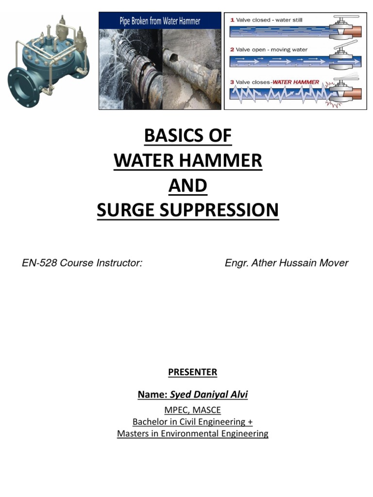 Water Hammer Presentation Basics | PDF | Fluid Dynamics | Gases