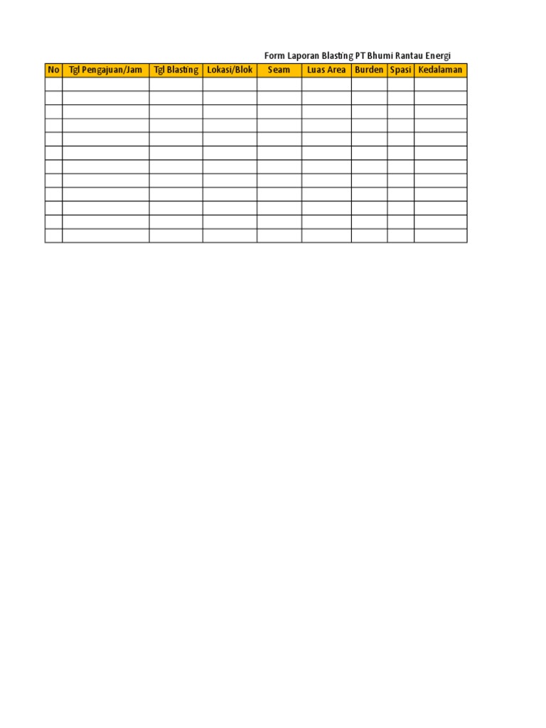 Form Laporan Blasting | PDF