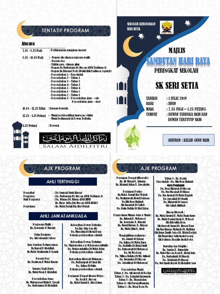 BUKU PROGRAM SAMBUTAN HARI RAYA (Cikgugrafikdotcom) | PDF