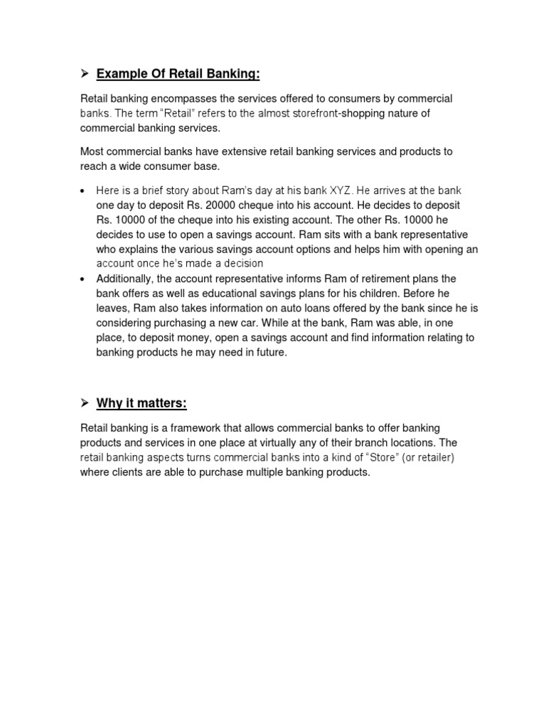 Example of Retail Banking | PDF