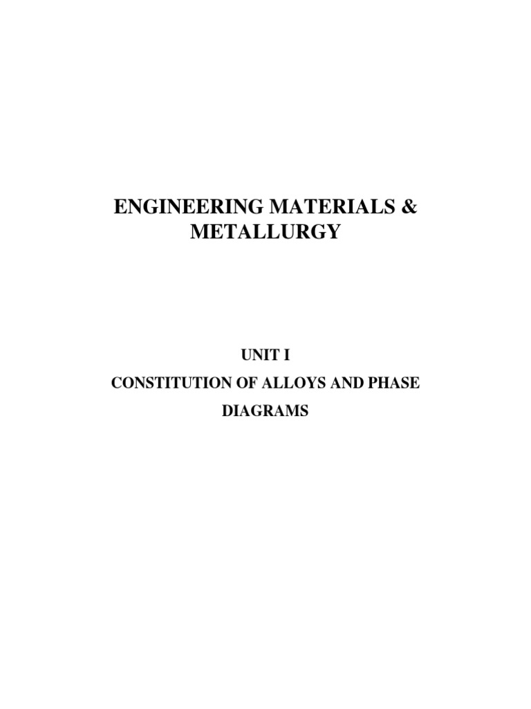 Engineering Materials & Metallurgy: Unit I Constitution of Alloys and ...