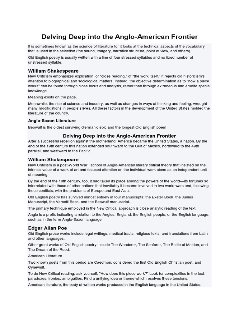 Anglo-American Literary Analysis Guide | PDF | Poetry