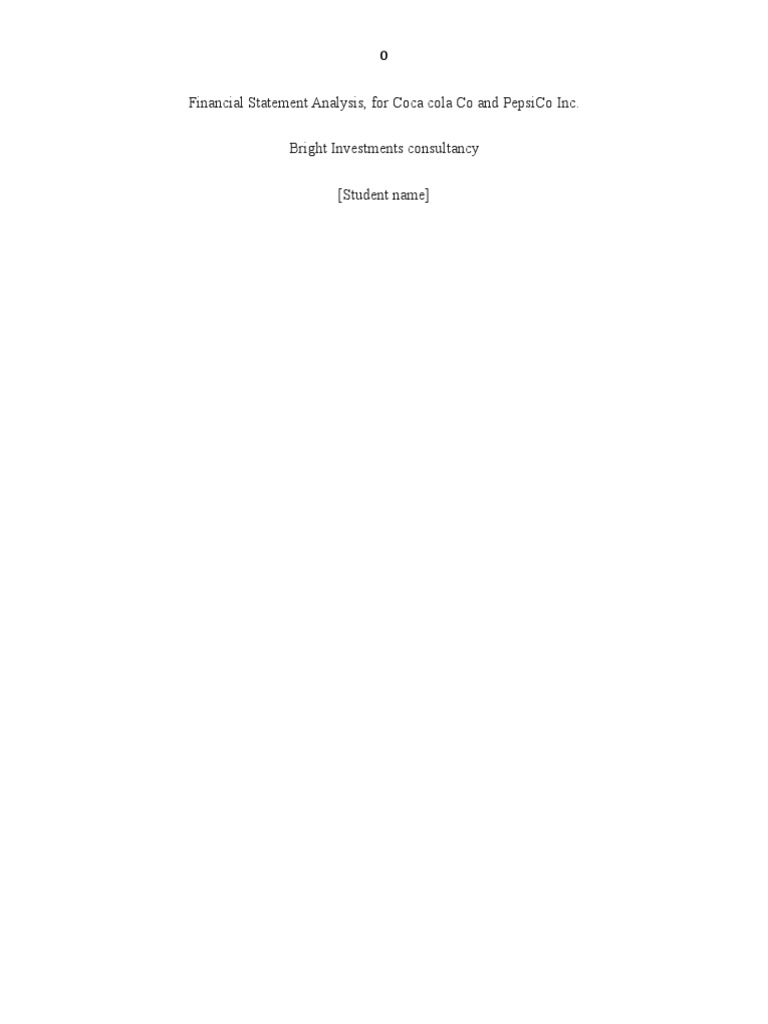 Financial Statement Analysis of Coca Cola and PepsiCo | PDF | Pepsi Co ...