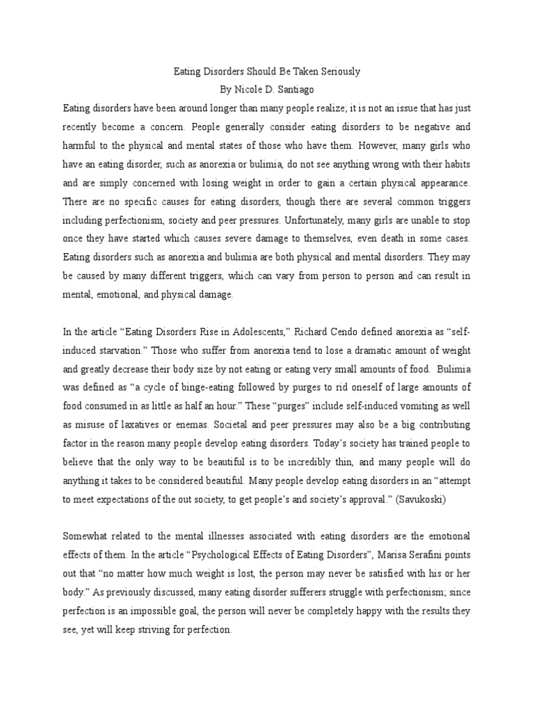 Persuasive Essay On Eating DIsorders | PDF | Bulimia Nervosa | Eating ...