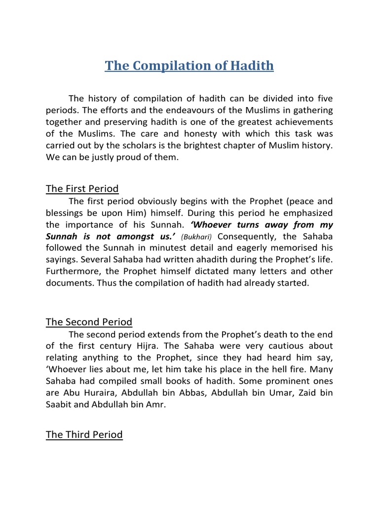 The Compilation of Hadith | PDF | Hadith | Islamic Belief And Doctrine