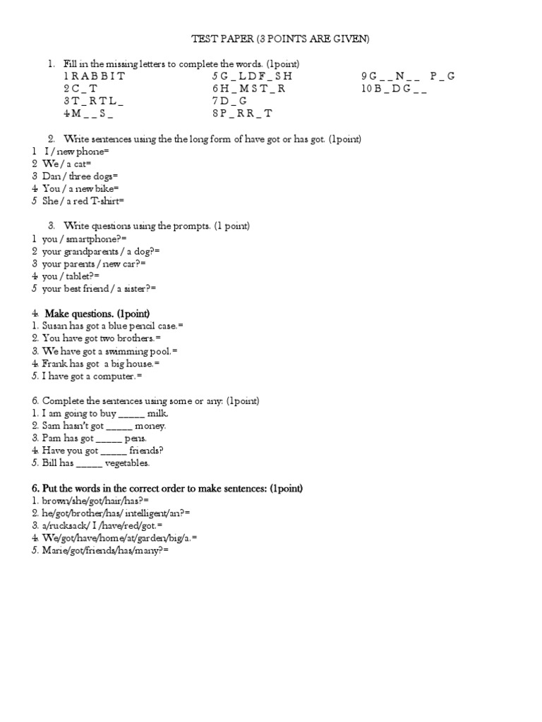 Test Engleza Clasa A V-A | PDF