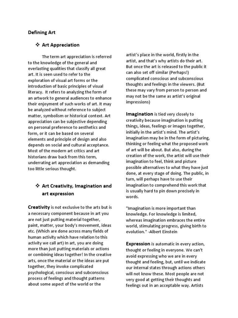 Defining Art | Download Free PDF | Imagination | Idea