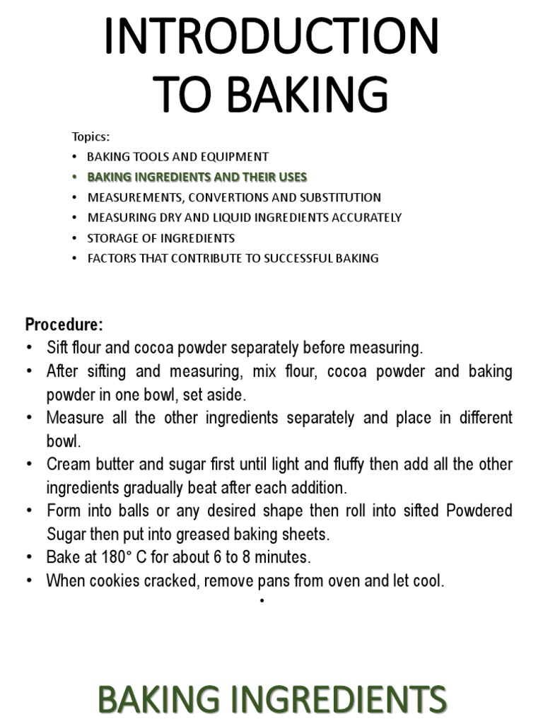 Introduction To Baking (Ingredients) | PDF | Breads | Dough