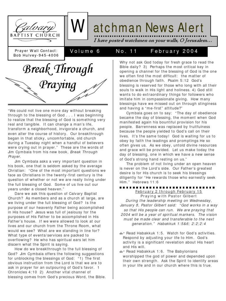Watchman News Alert Feb 2004 | PDF | Prayer | God The Father
