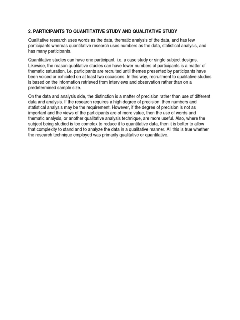 Participants of Quantitative Research | PDF