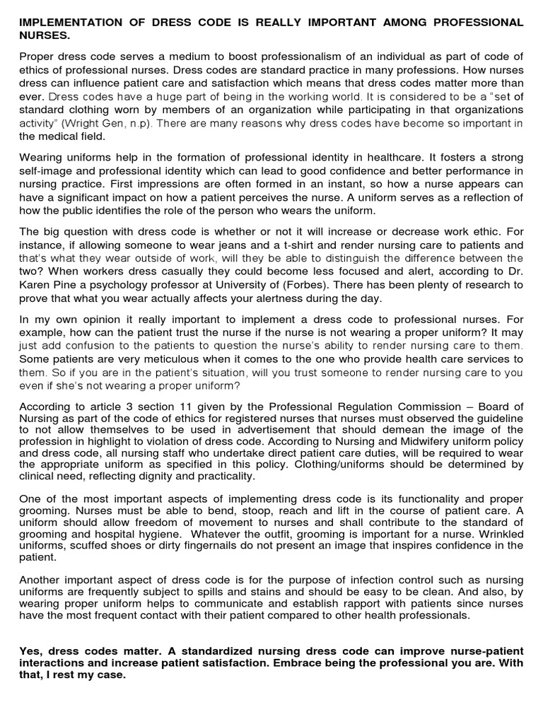 Implementation of Dress Code Is Really Important Among Professional ...