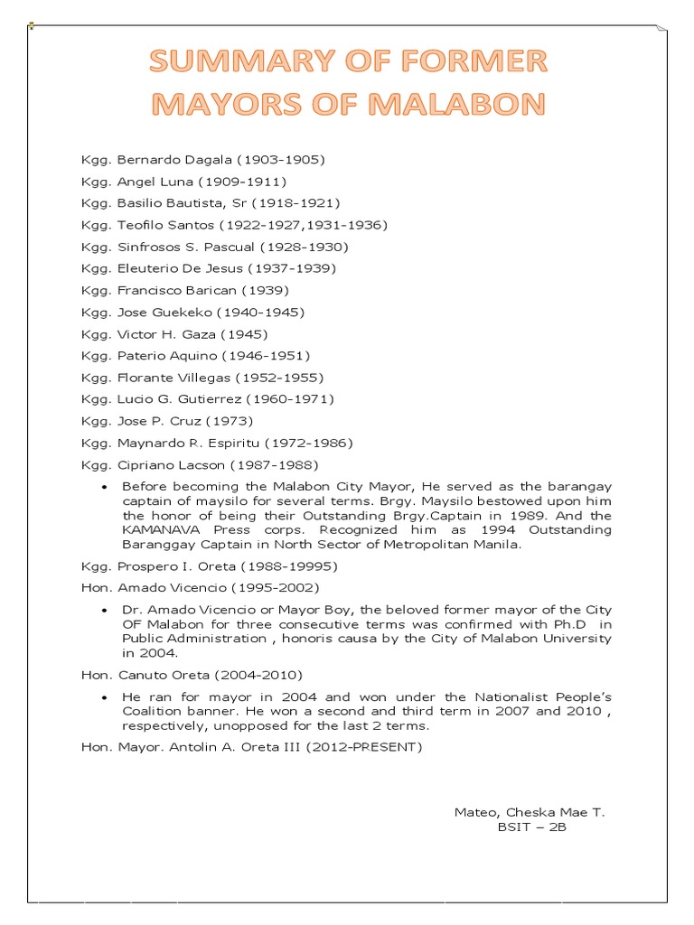 List of Malabon City Mayors | PDF