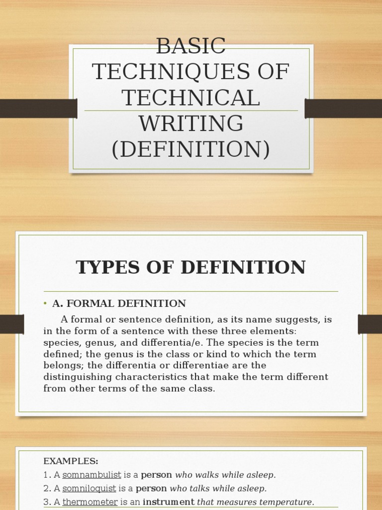 Basic Techniques of Technical Writing (Definition) | PDF | Definition ...