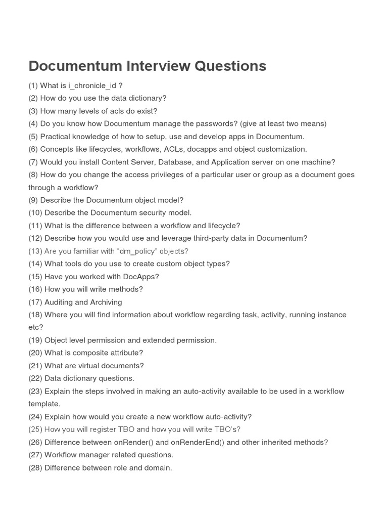 Documentum Interview Question3 | PDF | Object (Computer Science) | Product Lifecycle