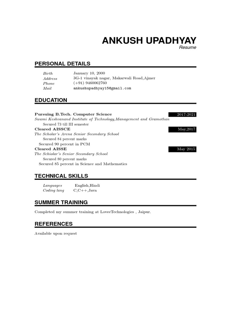 Ankush Upadhyay Tech Resume | PDF