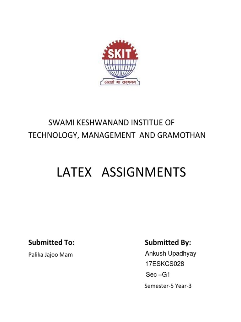 LaTeX Assignments for Semester 5 | PDF