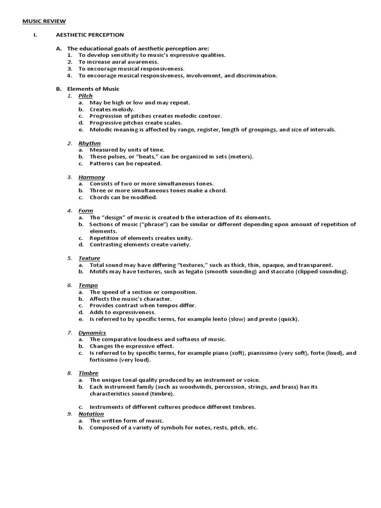 LET Music Review Outline | Download Free PDF | Musical Instruments ...