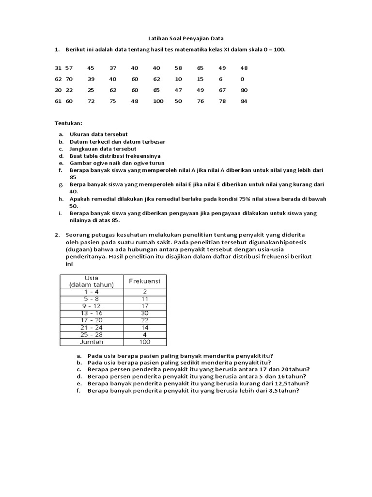 Latihan Soal Penyajian Data | PDF Latihan Soal Penyajian Data | PDF