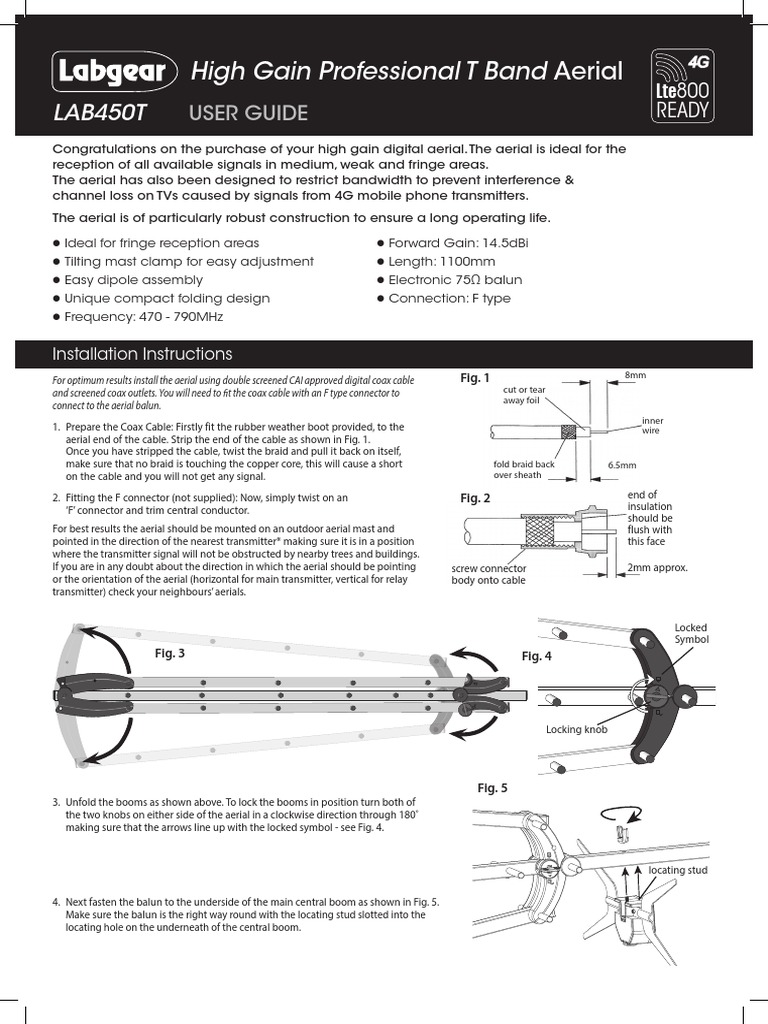 Labgear Aerial Instructions | PDF | Coaxial Cable | Antenna (Radio)