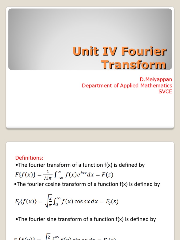 Unit 4 Fourier Transforms PDF | PDF | Fourier Transform | Convolution