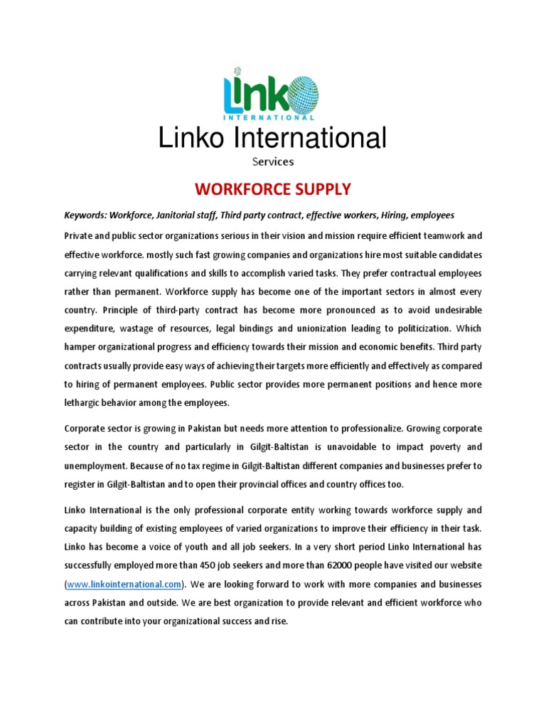 Services Workforce From Pakistan | PDF | Employment | Business
