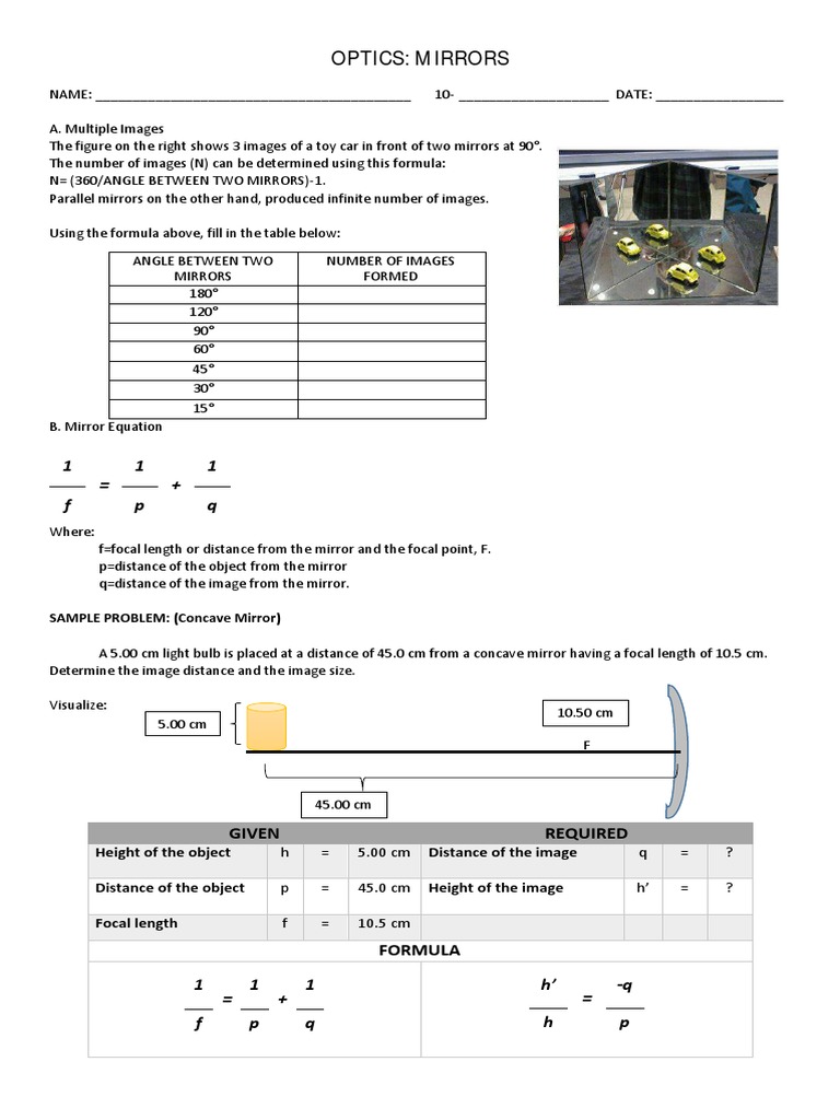 Optics Assignment PDF | PDF | Lens (Optics) | Mirror