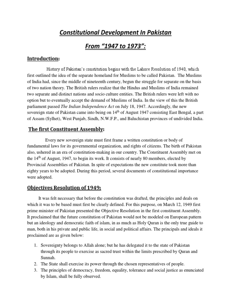 Constitutional Development in Pakistan 1947-1973 | PDF | Parliament Of ...