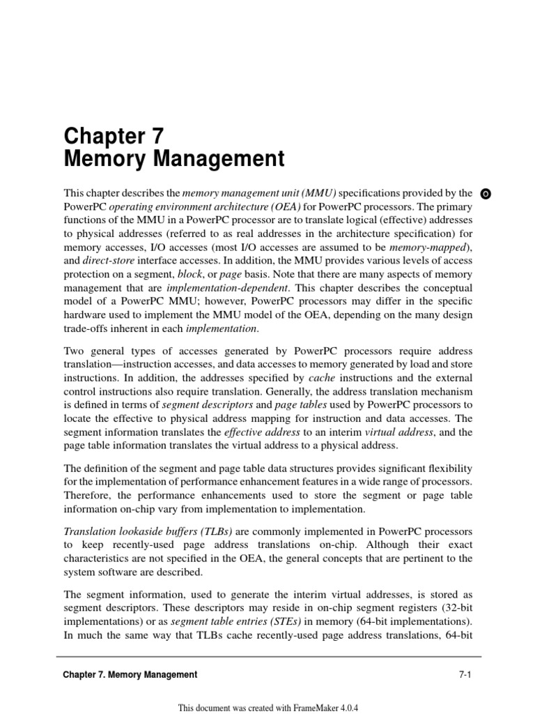 Chapter 7. Memory Management | PDF | 64 Bit Computing | Cpu Cache
