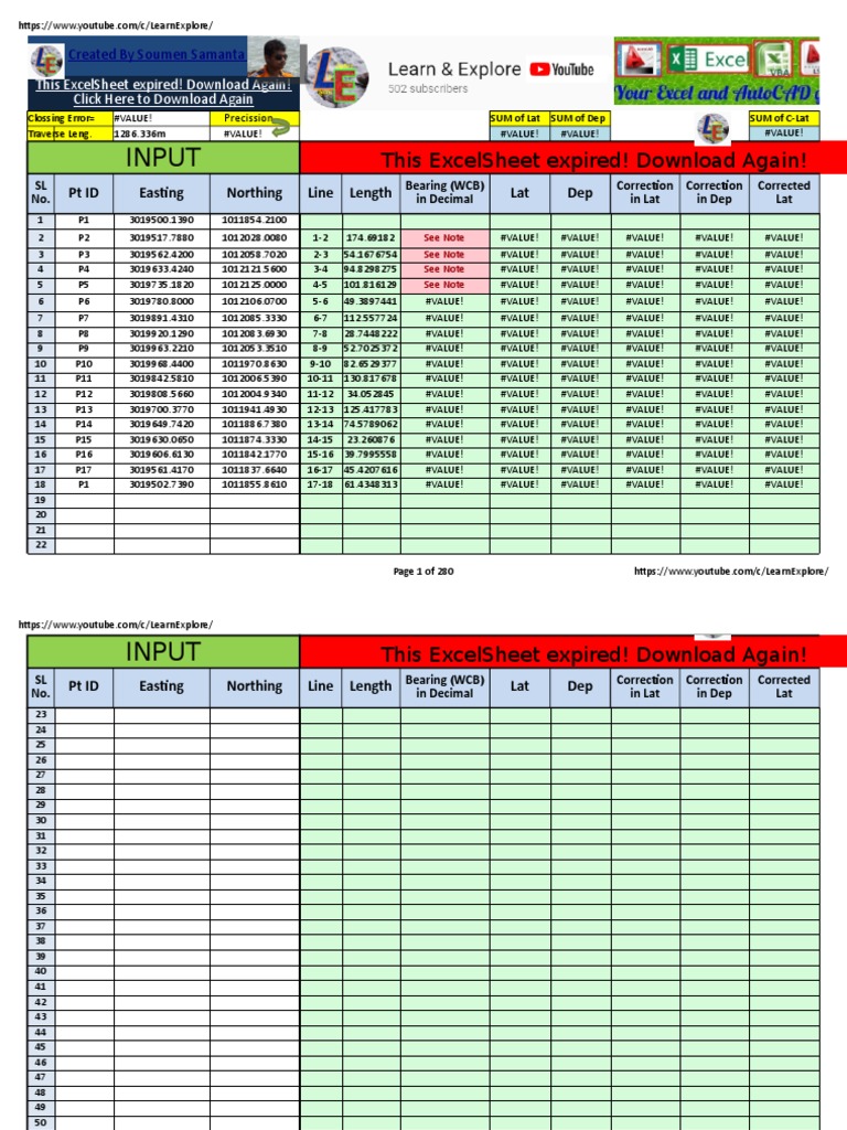 Traverse Calculation Excel Sheet | PDF