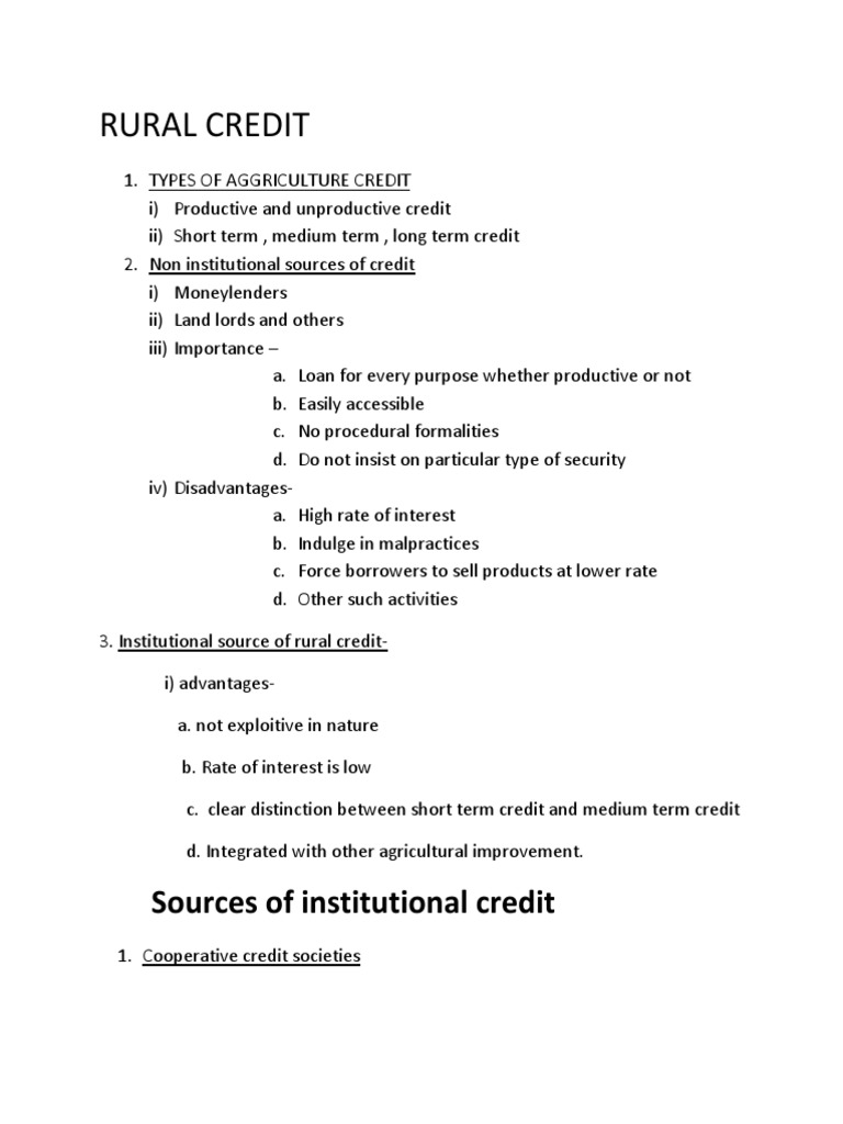 Rural Credit Systems Explained | PDF | Credit | Finance & Money Management