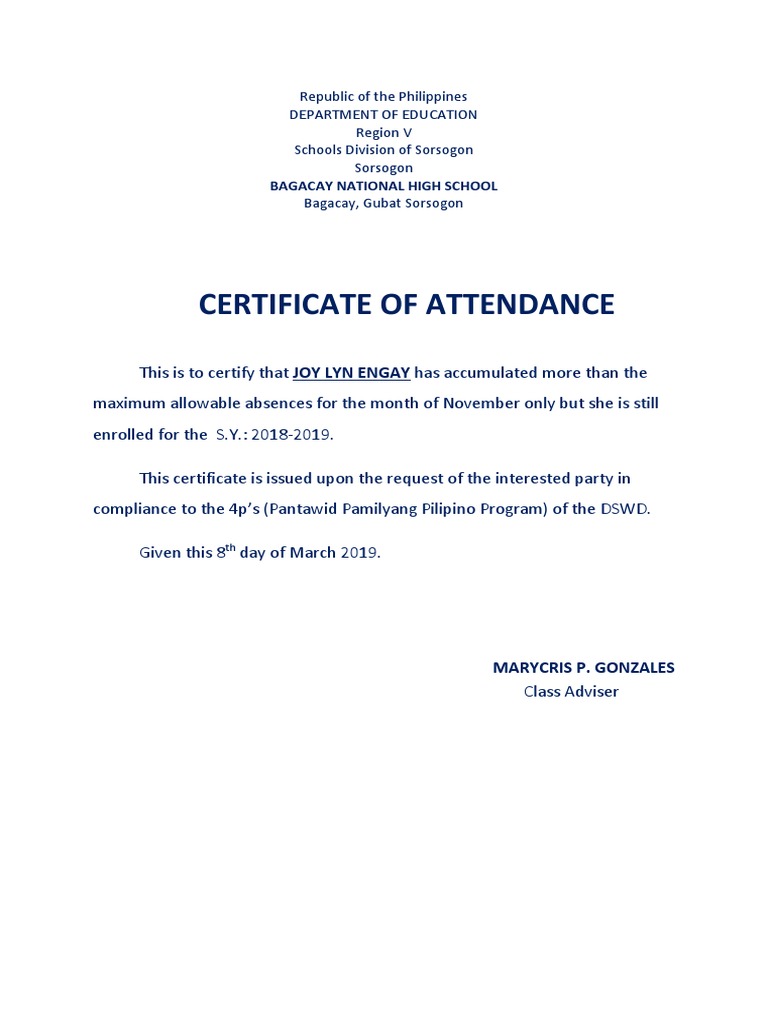 Certificate of Attendance | PDF