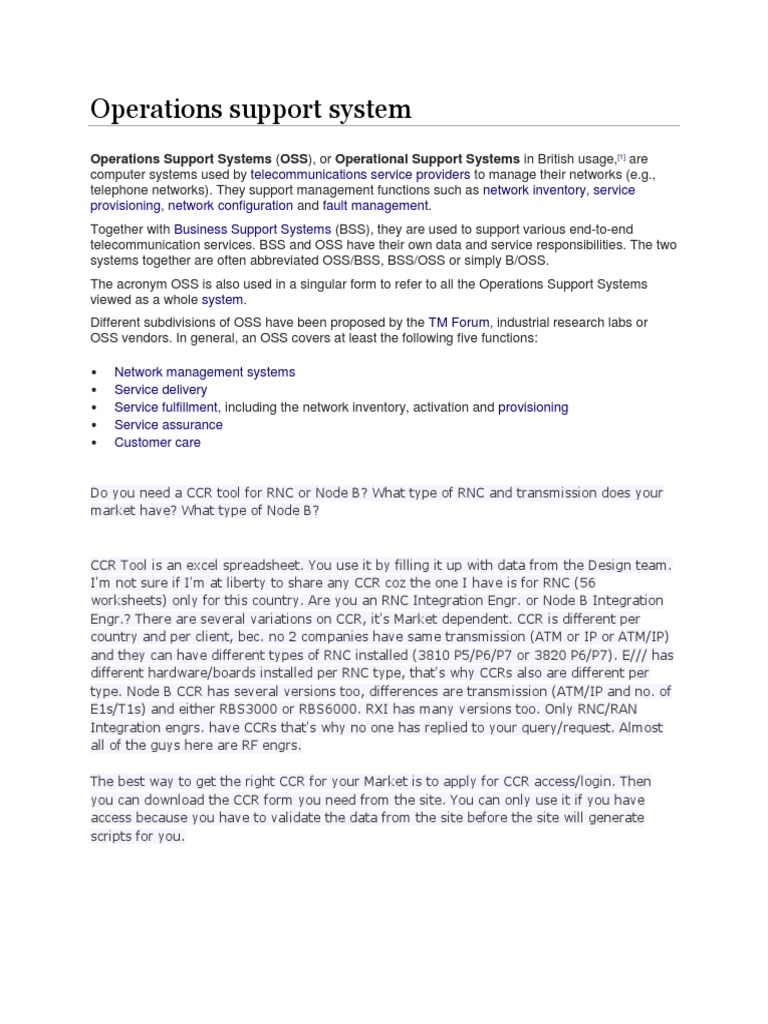 Operations Support System: Operations Support Systems (OSS), or ...