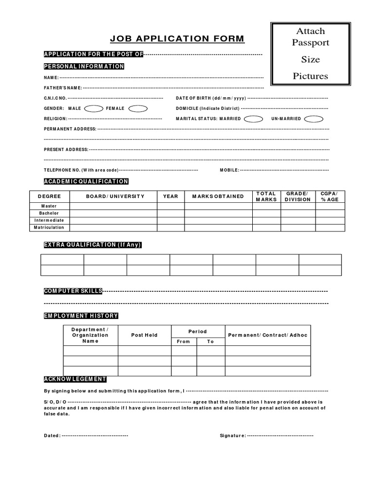 Job Application Form | PDF | Business