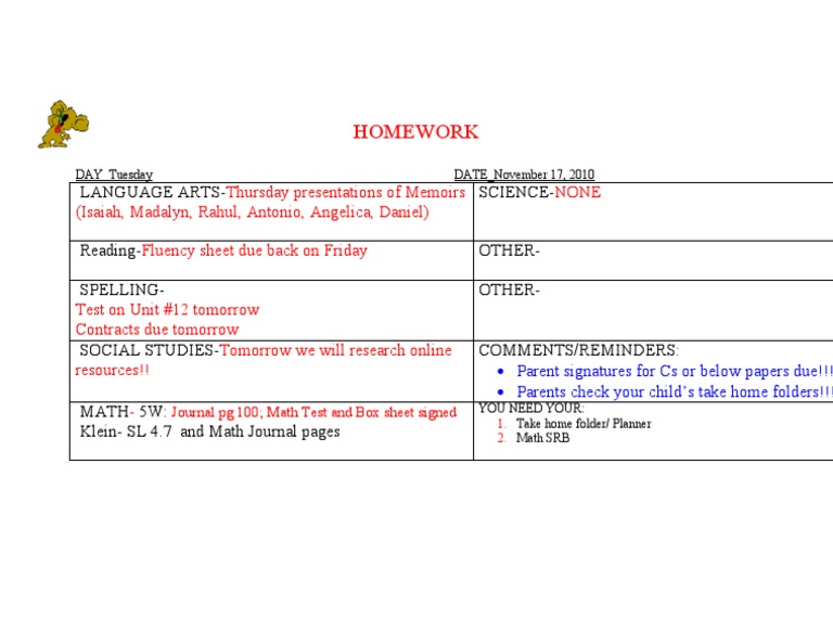 Homework Pdf