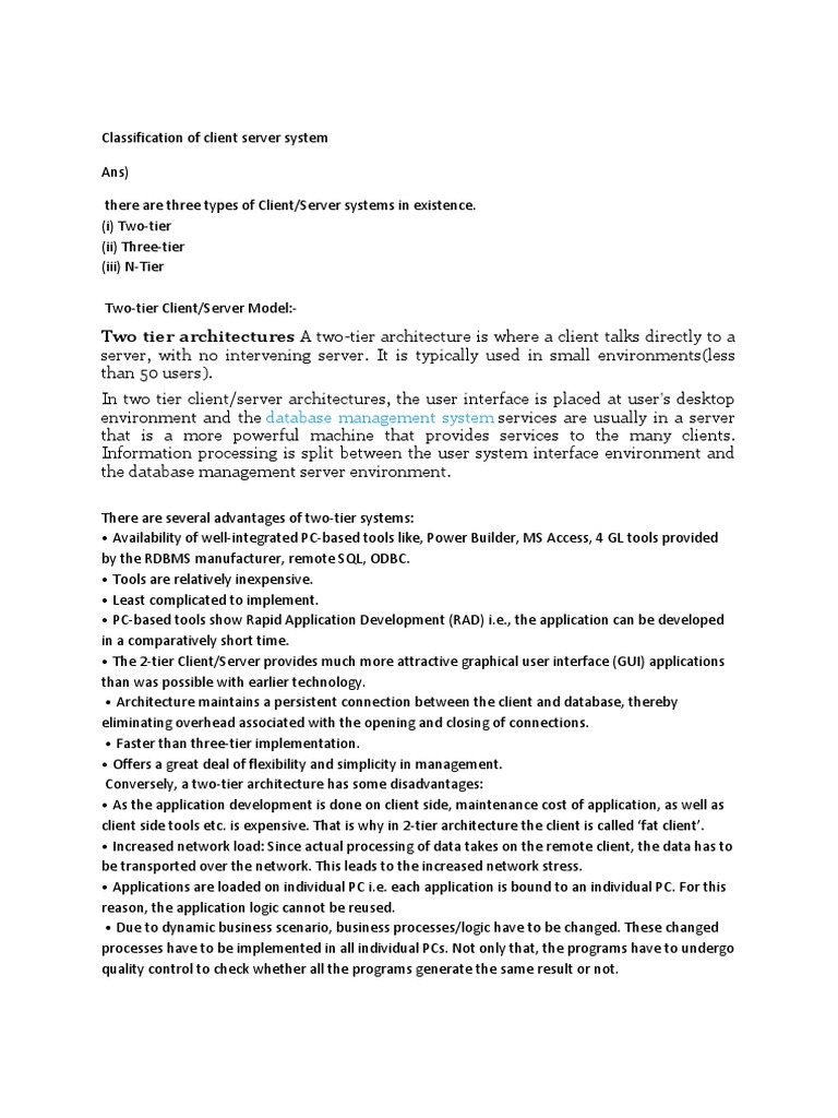 Classification of Client Server System | Download Free PDF ...