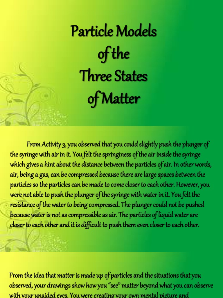 Particle Models of The Three States of Matter | PDF | Gases | Matter