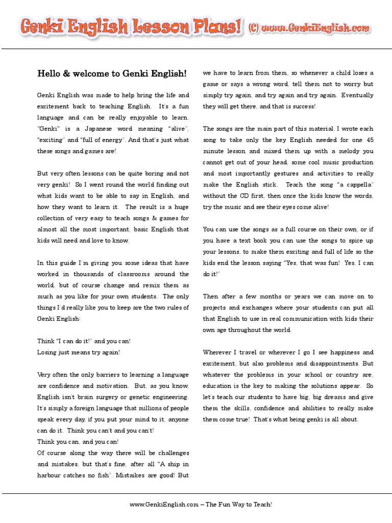 GENKI Lesson Plans Book | PDF | Mouse | Foreign Language