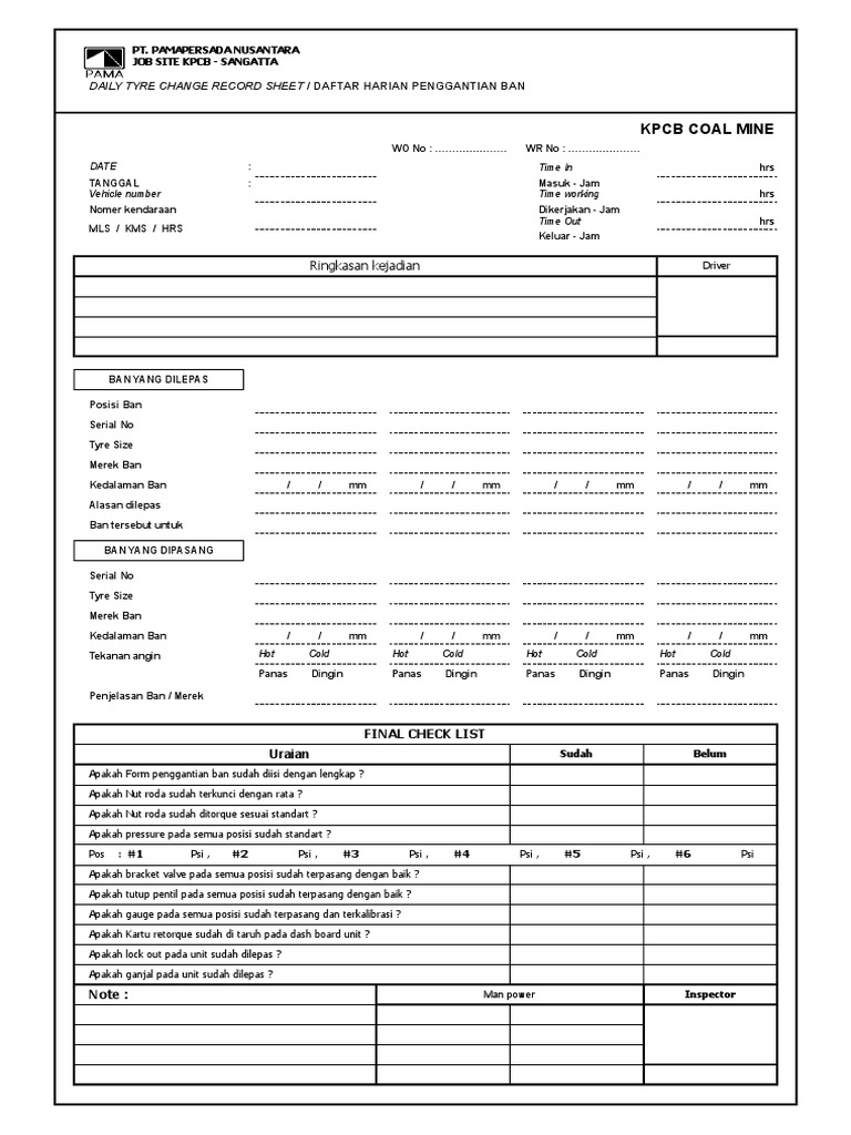 Form Ganti Ban | PDF