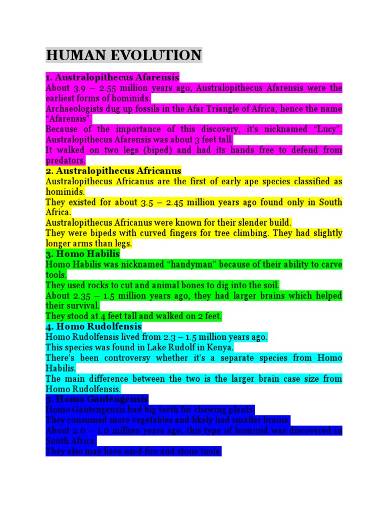 Human Evolution | PDF | Homo | Homo Sapiens