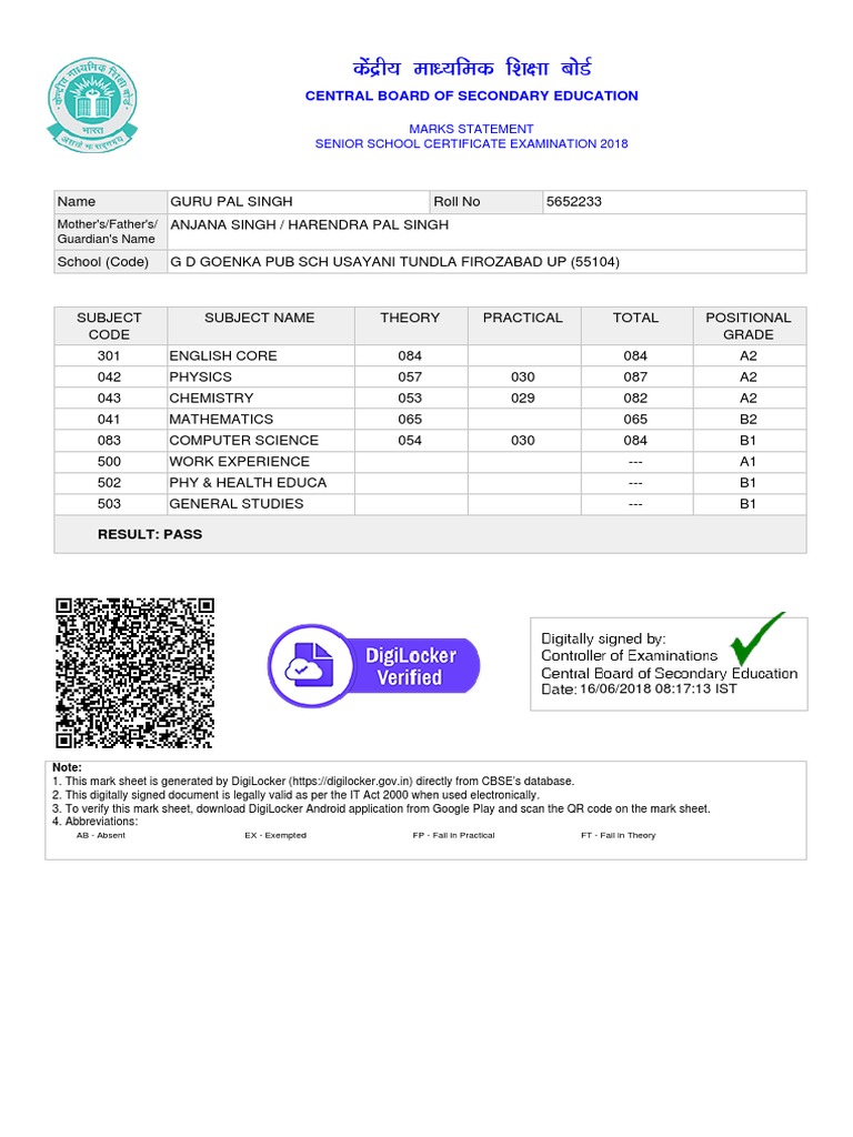 Cbse 12th Certificate | Download Free PDF | Computing | Computing And ...