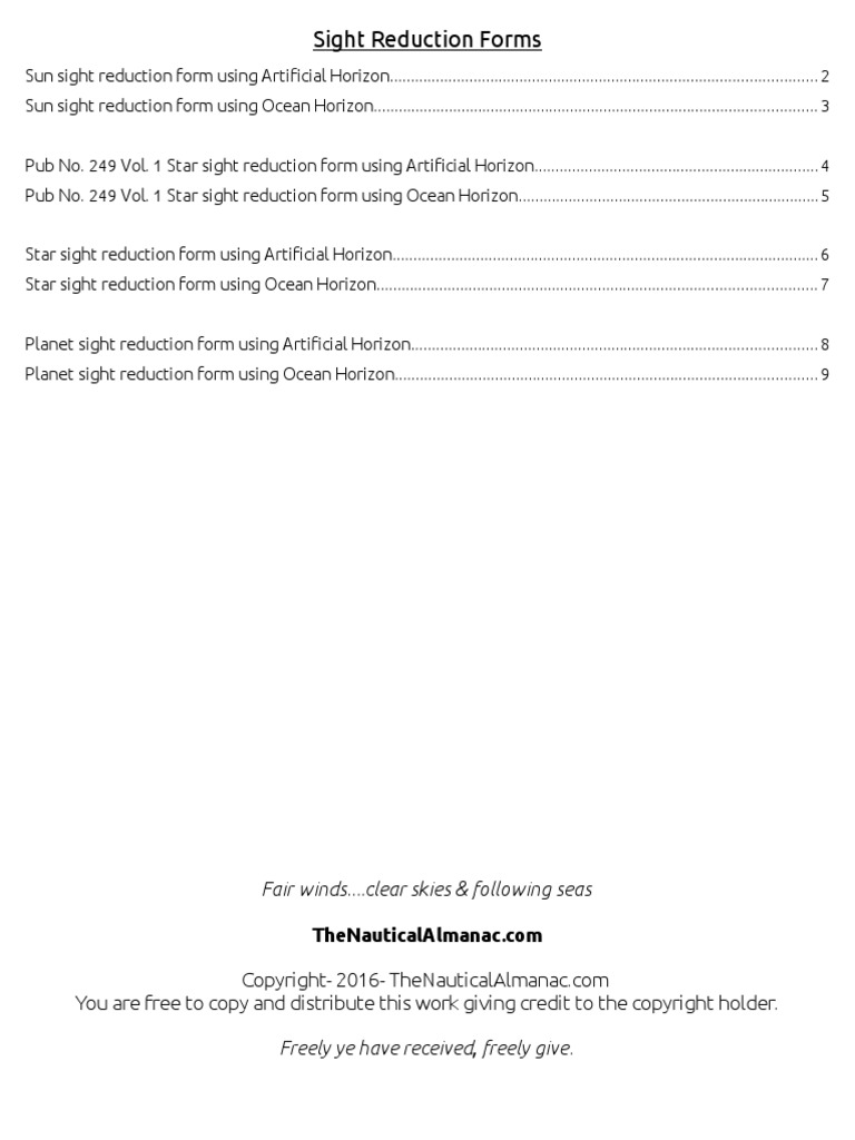 Combined Sight Reduction Forms | PDF | Longitude | Earth Sciences