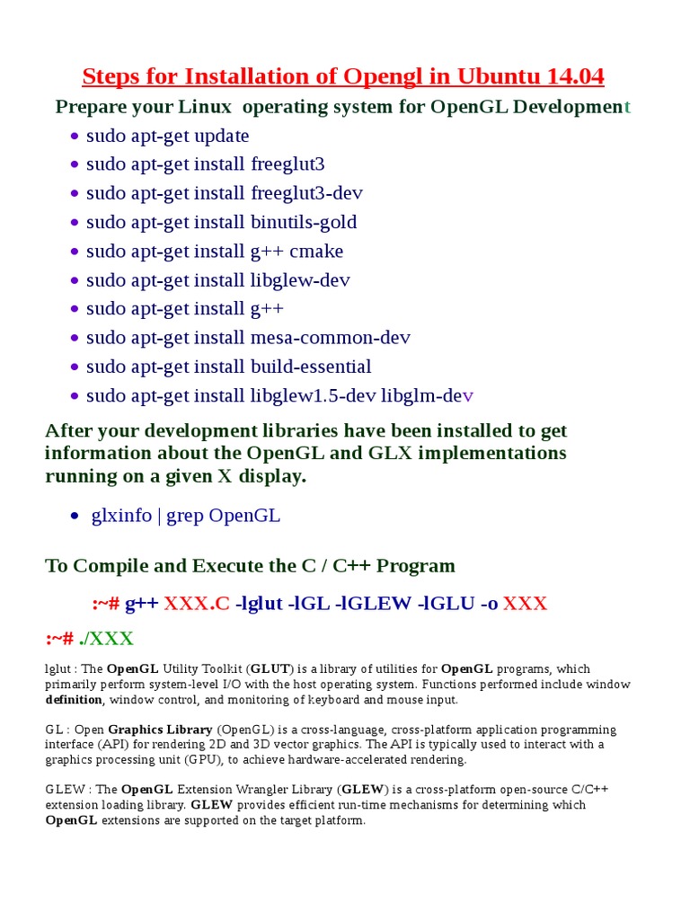 Opengl Installation Pdf Library Computing Computer Libraries 0802