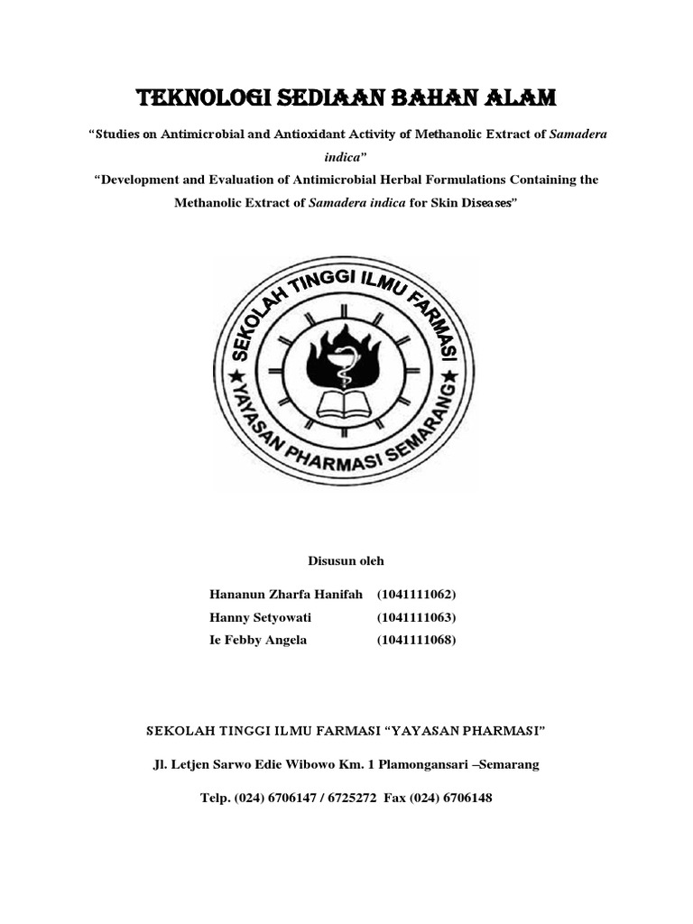 Aktivitas Antimikroba Samadera indica | PDF
