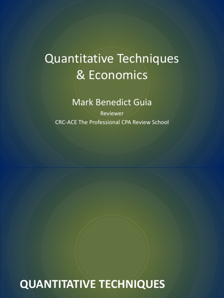 Quantitative Techniques & Economics: Mark Benedict Guia | PDF | Supply ...
