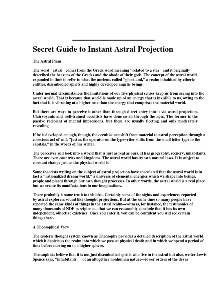 Guide To Instant Astral Projection | PDF | Plane (Esotericism) | Astral ...